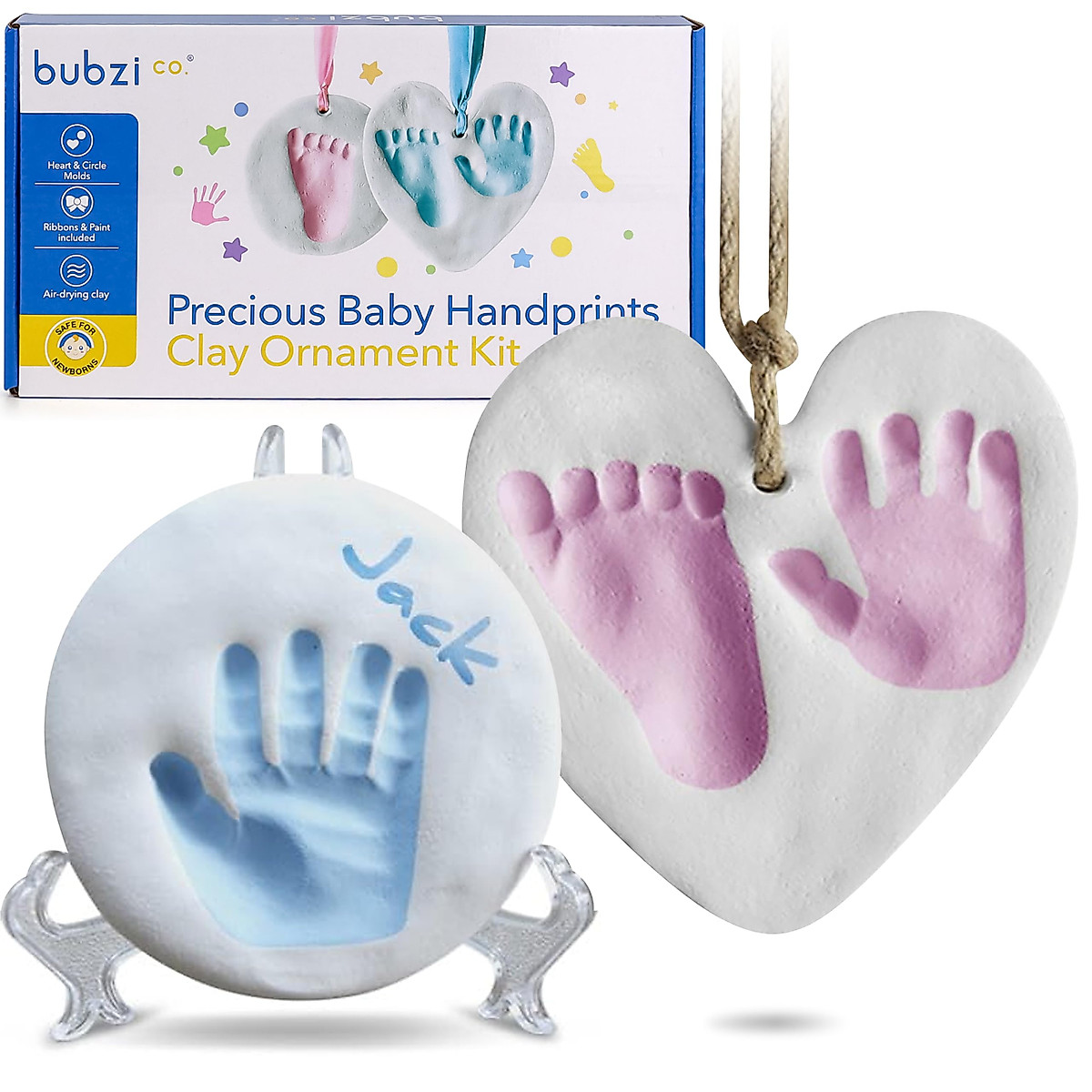 Bubzi Co Baby Keepsake Ornament - Baby Hand and Footprint Kit - Newborn Keepsake Ornament for Personalized Baby Gifts & Nursery Decor, Baby Handprint Kit for Girls & Boys