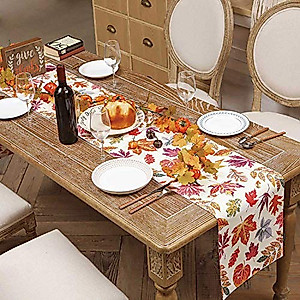 HARORBAY Farmhouse Table Runner 13 x 72 Inch, Decor Table Runners, Rustic Dresser Scarf for Dinning Table,Kitchen Decoration,Holiday Parties Spring Autumn (Maple Leaf)