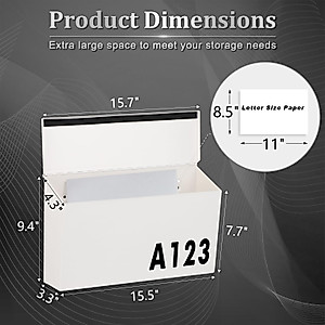 Dalmbox Wall-Mount Mailbox Large Mailbox for Post Rust-Proof Galvanized Steel Box for Outside or Townhouse Horizontal Style, White, 15.7” x 4.3” x 9.4”