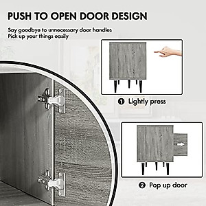 YESHOMY Modern Retro TV Stand for Televisions up to 65", Entertainment Center with Two Storage Cabinet and Shelf, Media Console for Living Room, Bedroom, Enterway, Office, 58 Inch, Gray