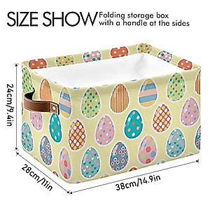 Foldable Storage Basket, Cube Organizer Bins Bright Easter Eggs Cube Bag Dual Handles for Closet Shelf