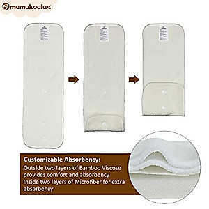 Mama Koala 2.0 Baby Cloth Diapers with 6 Inserts Bundle(Seashore), with 5-Layer Bamboo(No Microfiber) Inserts, 6pcs