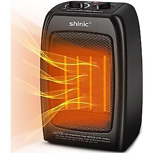 shinic Space Heater for Indoor Use, 1500W/900W Ceramic Space Heater, 1s Fast Heat, Overheat and Tipover Protection, Portable Electric Heater, Quiet Office Small Room Desk Heater, Black