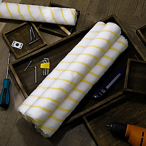 6 Pcs 18 inch Paint Roller Covers 3/8 '' nap Microfiber Paint Roller Sleeves Smooth Large Paint Roller for Wired or Simple Painting Roller Frame Wall Ceilings Home Painting Supplies, Core Dia 1.5''