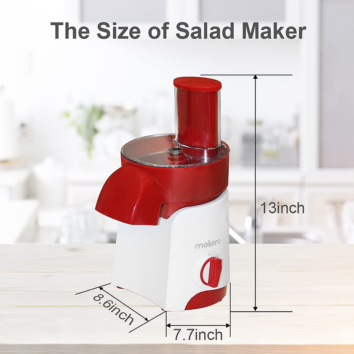 Mokero Automatic Electric Vegetable Grater 5 in 1 Kitchen Electric Slicer Chopper Shredder Safety Lock System Multifunctional Cheese Grater Salad Maker with 5 Cutting Attachments