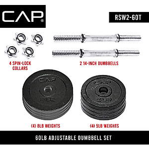 CAP Barbell 30-Pound Adjustable Dumbbell Weight (Pair)