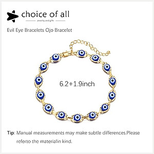 choice of all Evil Eye Bracelet for Women,14K Gold Plated Turkish Blue Eye Chain Bracelets for s Christmas (Blue)