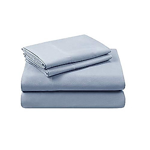 Comfort Spaces Coolmax Moisture Wicking Sheet Set Super Soft, Fade Resistant, 16" Deep Pocket, All Around Elastic - Warm Weather Cooling Sheets for Night Sweats, Queen, Blue 4 Piece