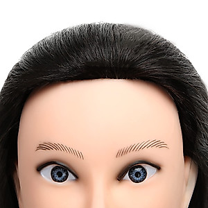 SOPHIRE 100% Real Hair Mannequin Head with Stand, Hairdressers' Practice Training Head and Cosmotology Doll Head for Hairstyling and Braid - Natural Black