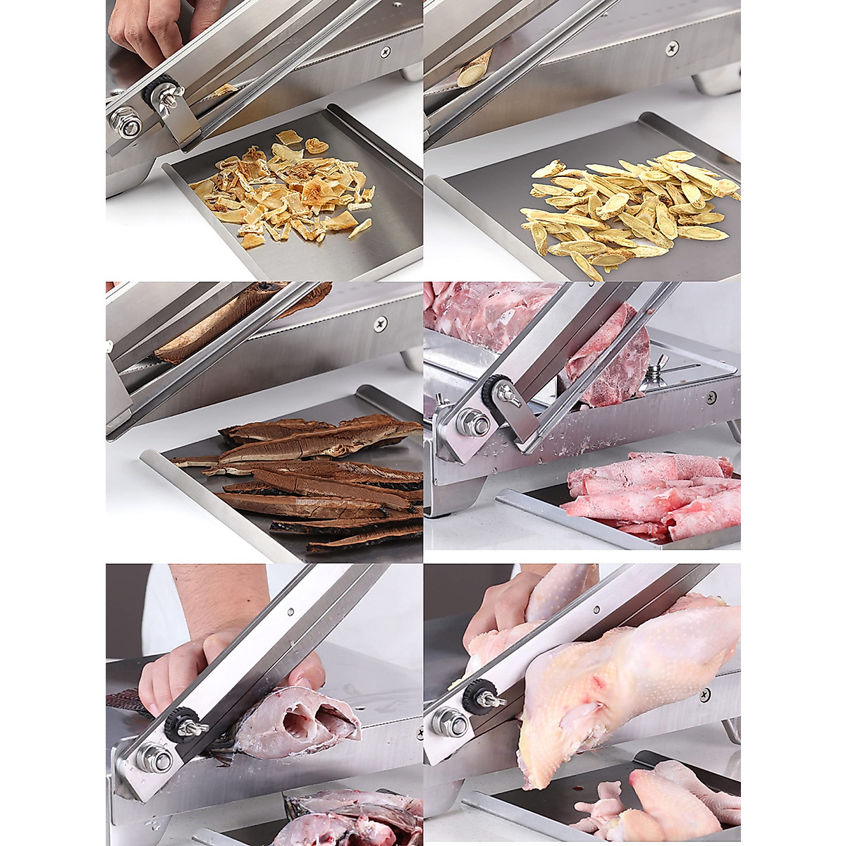 Manual Bone Meat Slicer Chopper Ribs Cutter Double Blade 13.5In Stainless Steel for Fish Chicken Beef Mutton Household Vegetable Food Slicer Slicing Machine