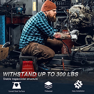 AgiiMan Rolling Mechanic Stool - 300 LBS Capacity Detailing Garage Stool with Wheels, Heavy Duty Mechanic Garage Chair Creeper Seat 2 Tool Storage Drawers Under Seat for Garage Repair