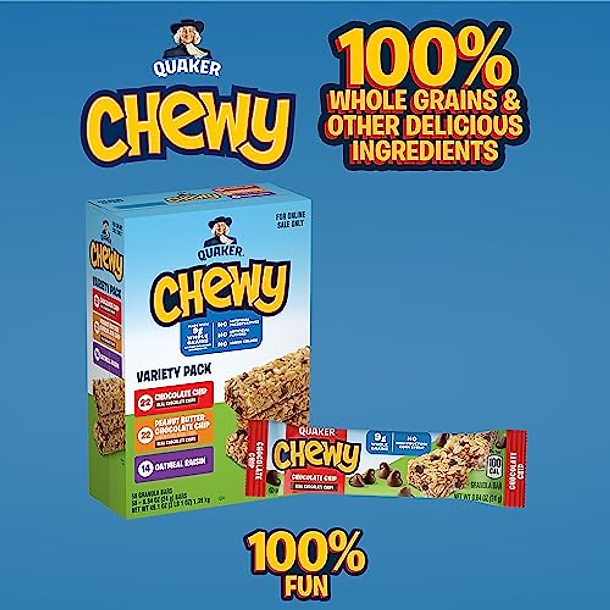 Quaker Chewy Granola Bars, 3 Flavor Variety Pack,58 Count (Pack of 1)