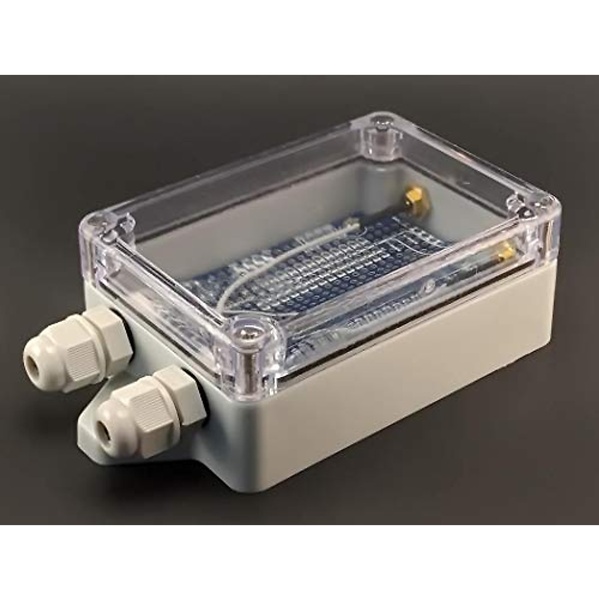 qBoxMini DIY IOT Enclosure Plus Kit (Two SMAs), IOT Enclosure for Arduino MKR Feather ESP32 Cellular LoRa WiFi board, Waterproof IP65 Enclosure with glands, prototyping PCB connectors set and Two SMAs