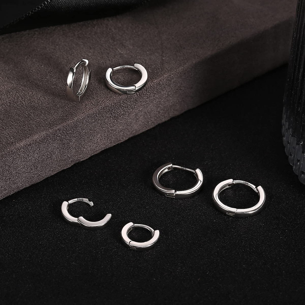 Gold Hoop Earrings Sets Women - 3 Pairs Sterling Silver Small Huggie Cartilage Hoops Hypoallergenic Jewelry for Woman, Mini Thin Surgical Fashion Set for Sensitive Ear (Silver)