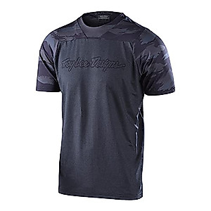 Troy Lee Designs Cycling MTB Bicycle Mountain Bike Jersey Shirt for Men, Skyline SS Signature Camo (Hether Black/Black, Large)