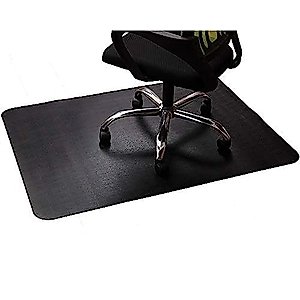 Office Rolling Chair Mat for Hardwood and Tile Floor, Black, Anti-Slip, Non-Curve, Chair Mat Best for Under the Computer Desk , 47 x 35 Rectangular Non-Toxic Plastic Protector, Not for Carpet