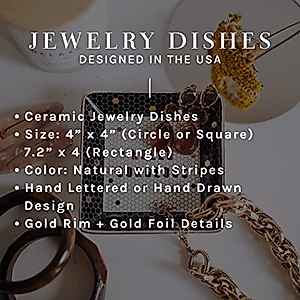 White Gold Speckled Jewelry Dish | Ceramic Circle Trinket Tray Home Decor Wedding Gift for Her Desk Organizer Accessories Small Ring Holder Gold Office Decor