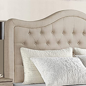 Rosevera Shinola Upholstered Collection Polyester Tufted Button Contemporary Adjustable Headboard for Bed, King, Beige