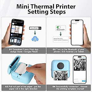 HUIJUTCHEN Mini Thermal Portable Printer for iOS&Android with Hard Protection Storage Case,Bluetooth Inkless Pocket Printer with 11 Rolls of Thermal Paper＆Sticker to Print Photo Receipt DIY