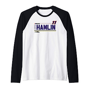 NASCAR - Denny Hamlin - Stripes Raglan Baseball Tee