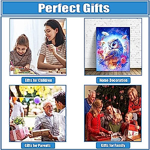 Suyaloo Owls Diamond Painting Kits for Adults - 5D Diamond Art Kits for Adults Kids Beginner,DIY Flowers Diamond Painting Round Full Drill Round Rhinestone for Home Wall Decor 11.8X15.7inch