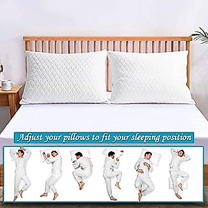 Shredded Memory Foam, Sleeping,Bed Pillows Queen Size Set of 2 Pack Cooling Adjustable,Good for Side and Back Sleeper with Washable Removable Bamboo Cover