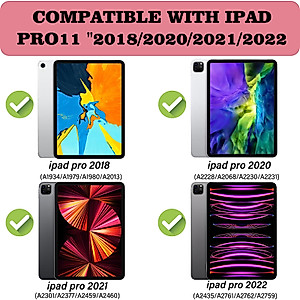 Deokke Compatible with iPad Pro 11 inch Case,4th/3rd/2nd/1st Gen(2022/2021/2020/2018) with Pencil Holder TPU Back Case,Auto Sleep/Wake Cover with iPad 2nd Pencil Charging-Pink Cow Pattern Western