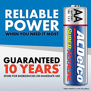 ACDelco 40-Count Double AA Batteries, Maximum Power Super Alkaline Battery, 10-Year Shelf Life, Reclosable Packaging