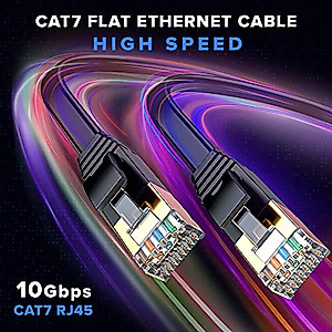 Cat 7 Ethernet Cable 15 ft - with a Flat, Space-Saving Design High-Speed Internet & Network LAN Patch Cable, RJ45 Connectors - 15ft / Orange / 5 Pack - Perfect for Gaming, Streaming, and More