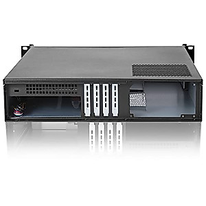 RackChoice MicroATX 2U Rackmount Server Chassis Short Depth 1x5.25 Front +4x3.5 Bay / USB3.0 with 2.0 Adapter Support ATX PSU with top 120mm or Side 80mm Fan Black