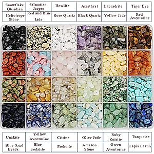 Civilipi 24 Color Gemstone Beads Natural Stones Chip Bead Irregular Shaped Bead Crystal Quartz Stone for DIY Earring Bracelet Necklace Making for Gift
