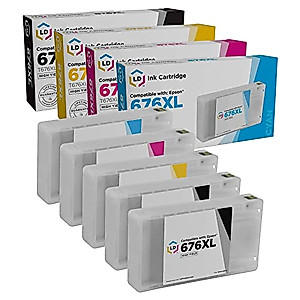 LD Products Remanufactured Ink Cartridge Replacement for Epson 676XL T676XL High Yield (2 Black, 1 Cyan, 1 Magenta, 1 Yellow, 5-Pack) Workforce WP-4020 WP-4530 WP-4540 WP-4010 WP-4023 WP-4090 WP-4520