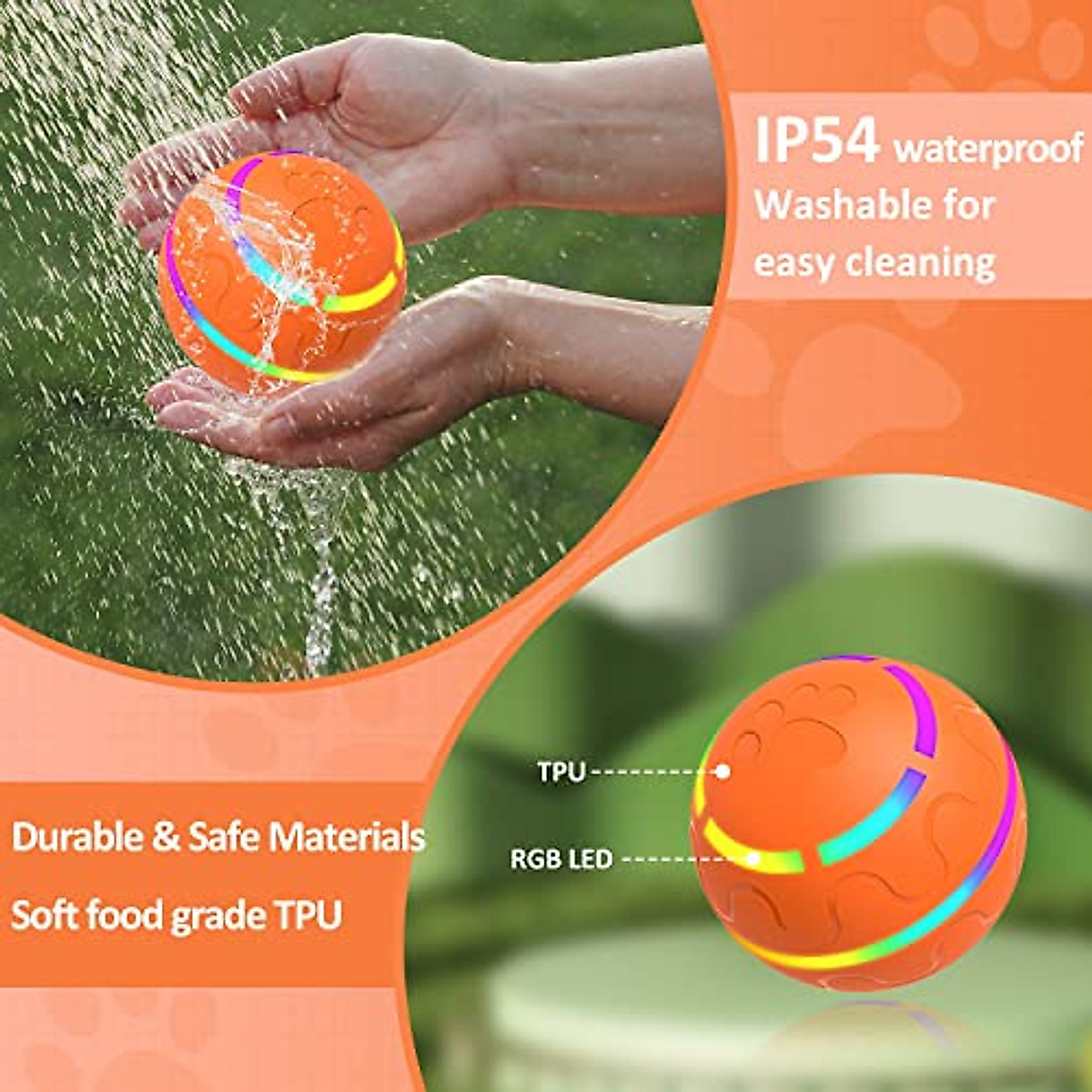 Tuwicx Interactive Dog/Cat Toys for Boredom and Stimulating, Durable Motion Activated Automatic Rolling Ball Toys for Puppy/Small/Medium Dogs