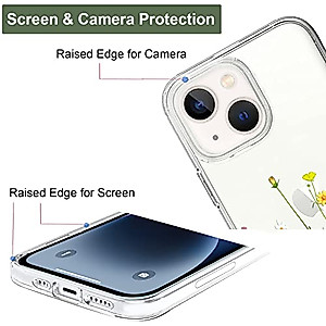 Unov Clear Case with Design Embossed Floral Pattern Compatible with iPhone 14 /13 Soft TPU Bumper Slim Protective 6.1 Inch (Flower Bouquet)