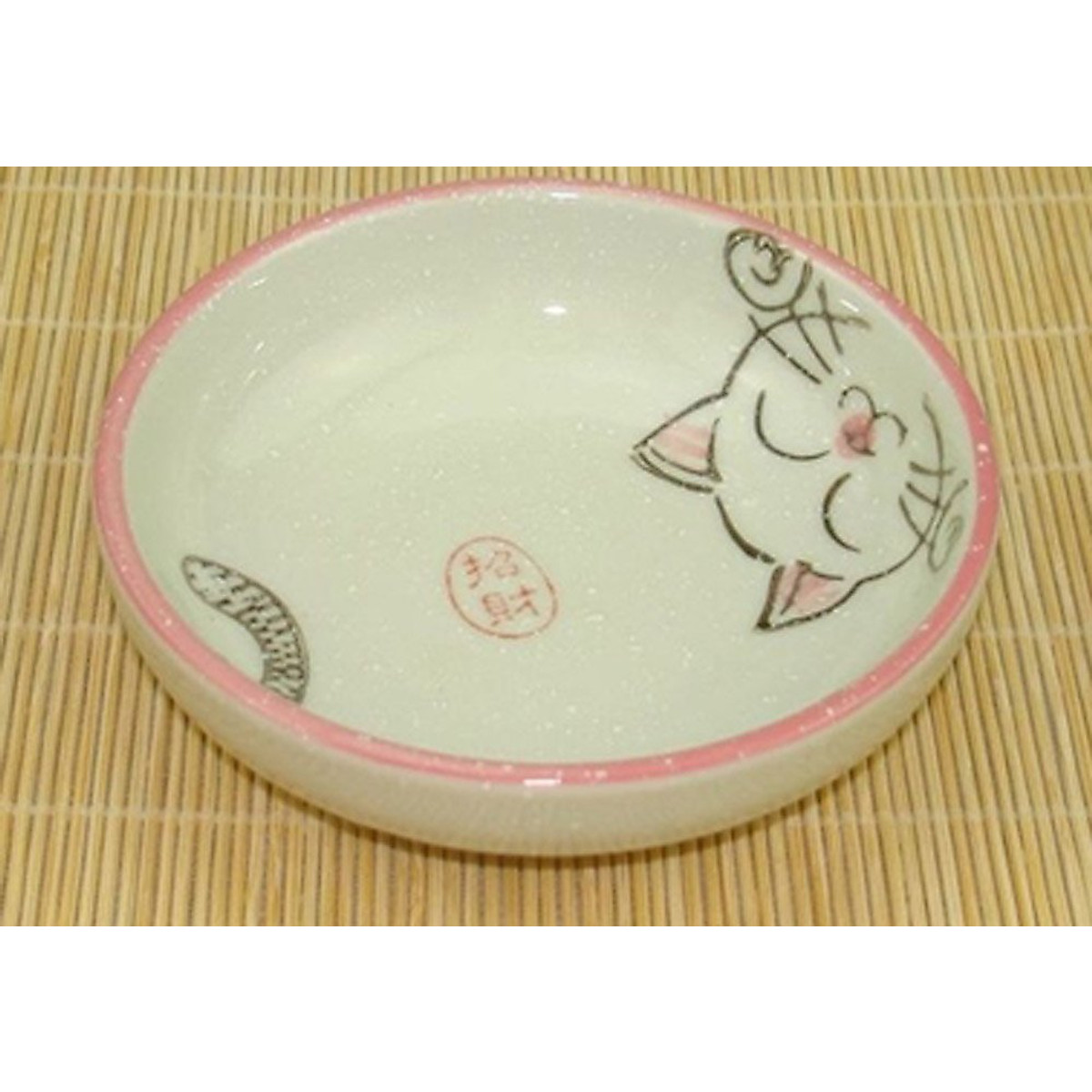 5pcs Ceramics Japanese Cat Seasoning Dishes Sushi Dipping Bowl Appetizer Plate Dessert Plate -3.5 Inch