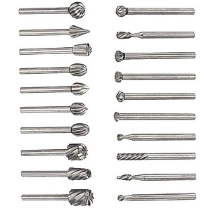 Eyech 20pcs 1/8 Inch(3mm) Shank HSS Router Bits Burr Rotary Tools Replacement Wood Milling Burrs for Rotary Engraving Woodworking Tool