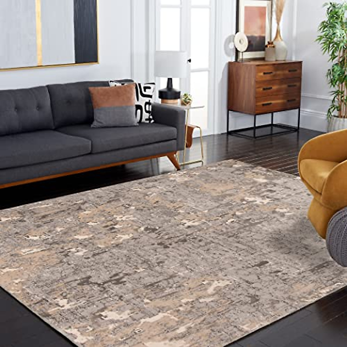 Safavieh Meadow Collection 8' x 10' Grey MDW178F Modern Abstract Area Rug