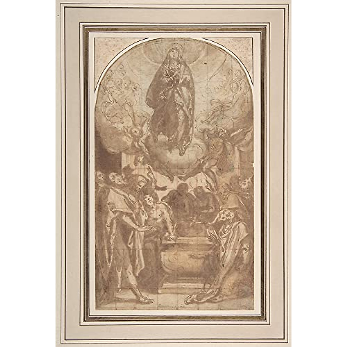 ArtDirect Cesare Nebbia 14x18 Black Modern Frame and Double Matted Museum Art Print Titled - The Assumption of the Virgin (1536-1614)