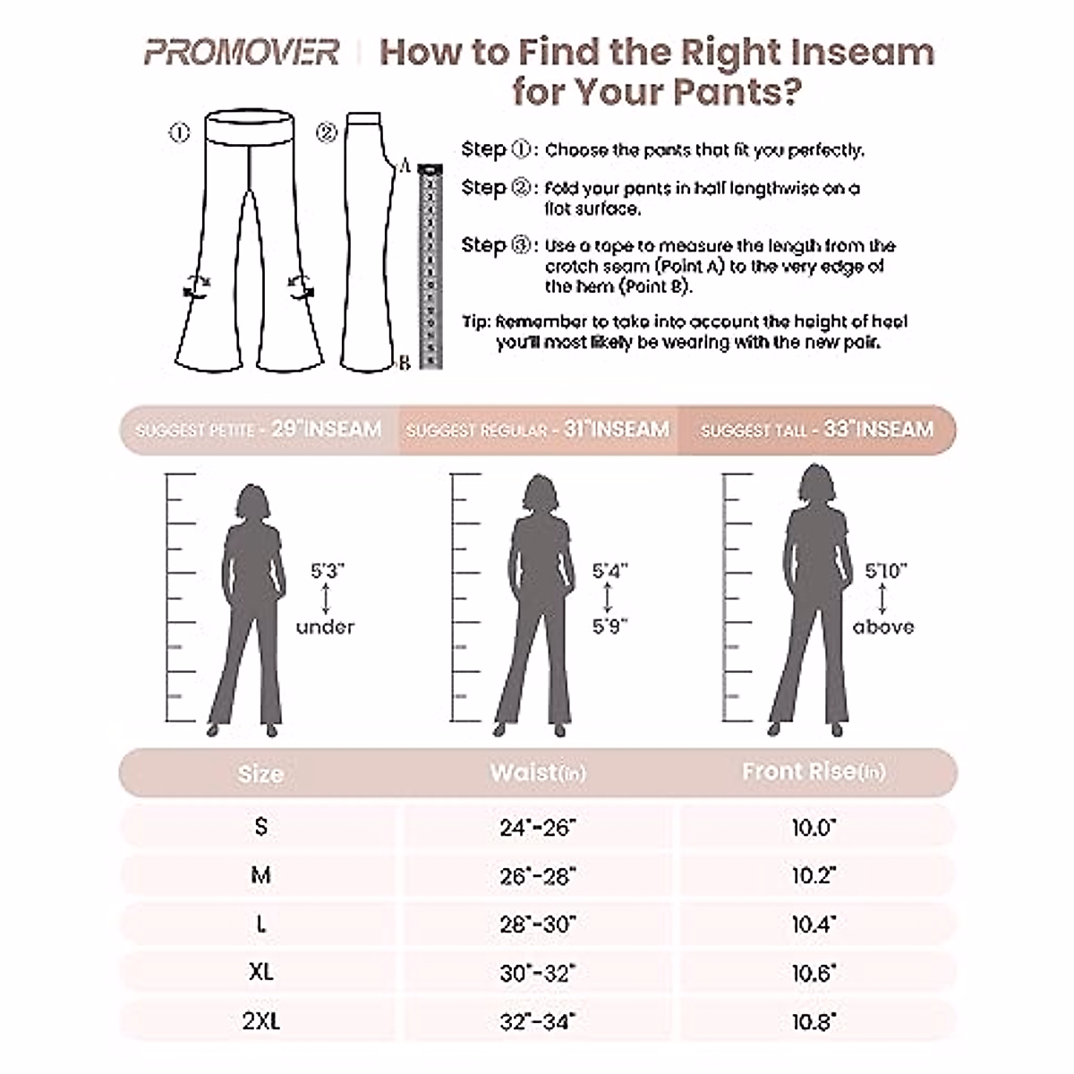 Promover Bootcut Yoga Pants for Women Flare Leggings High Waist Flared Bootleg Workout Pant for Casual Work Dress Pant(Black-33,M)