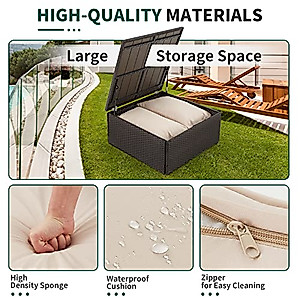 HOMREST 7 Piece Patio Furniture Sets, Outdoor Sectional Set with Adjustable Bracket, PE Rattan Patio Conversation Set, Sofa Set with Storage Coffee Table, for Garden, Lawn, Balcony