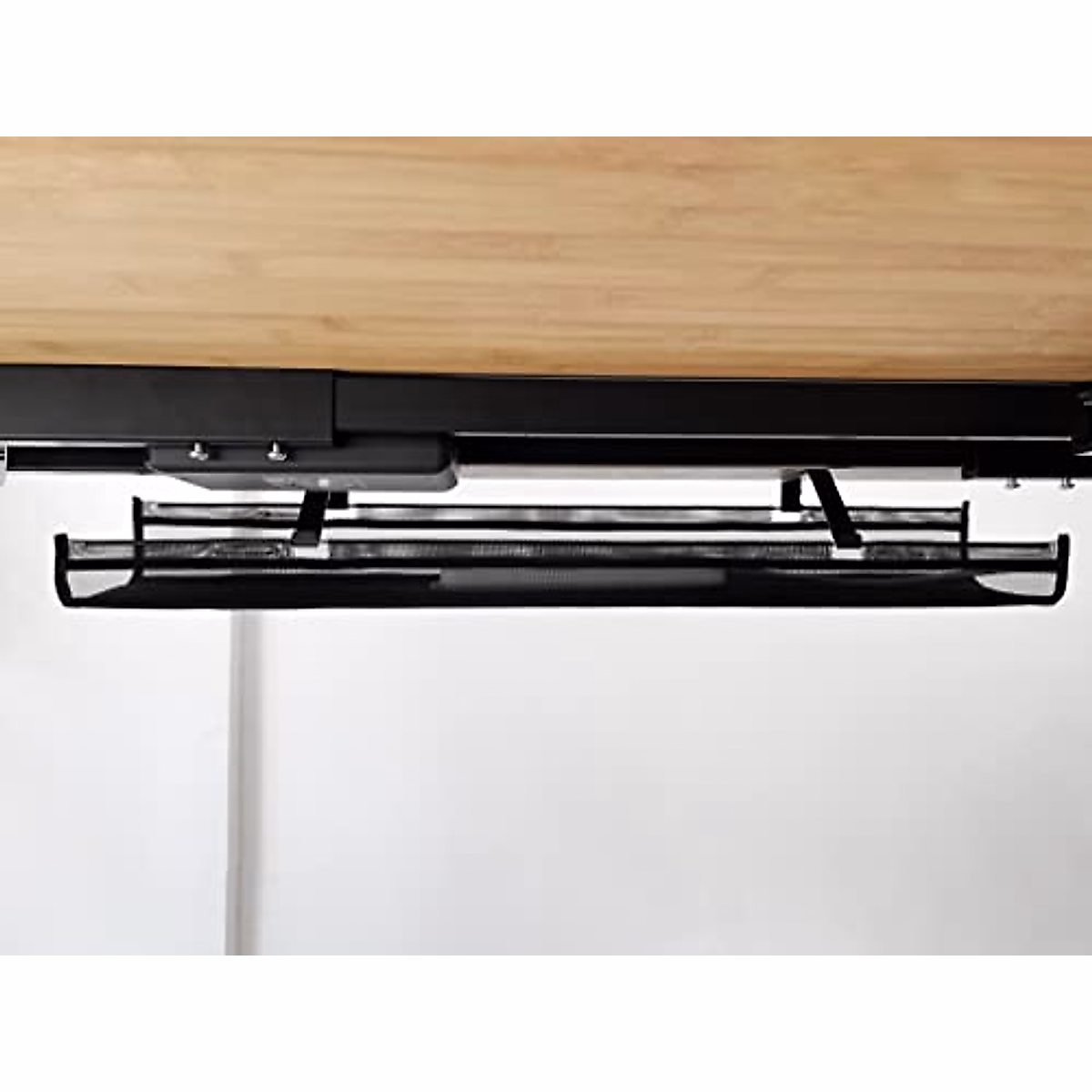 VWINDESK Under Desk 23.5 Inch Mesh Fabric Cable Management Tray, Power Cable Holder, Cord Organizer, Make Wire Tidy for Height Adjustable Desk, Black