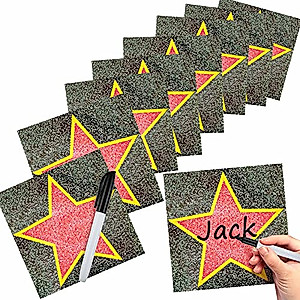 Star Sticker Decor with Black Marker for Movie Theme Red Carpet Oscar Party Decorations(25 Packs)