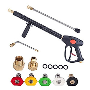 N / A Pressure Washer Spray Gun with Detachable Side Assist Handle, Pressure Washer Gun Kit with Replacement Extension Wand, 5 Nozzle Tips, 4000 PSI, M22 Fitting