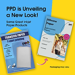PPD Inkjet PREMIUM Iron-On White and Light Color T Shirt Transfers Paper LTR 8.5x11” Pack of 10 Sheets (PPD001-10)
