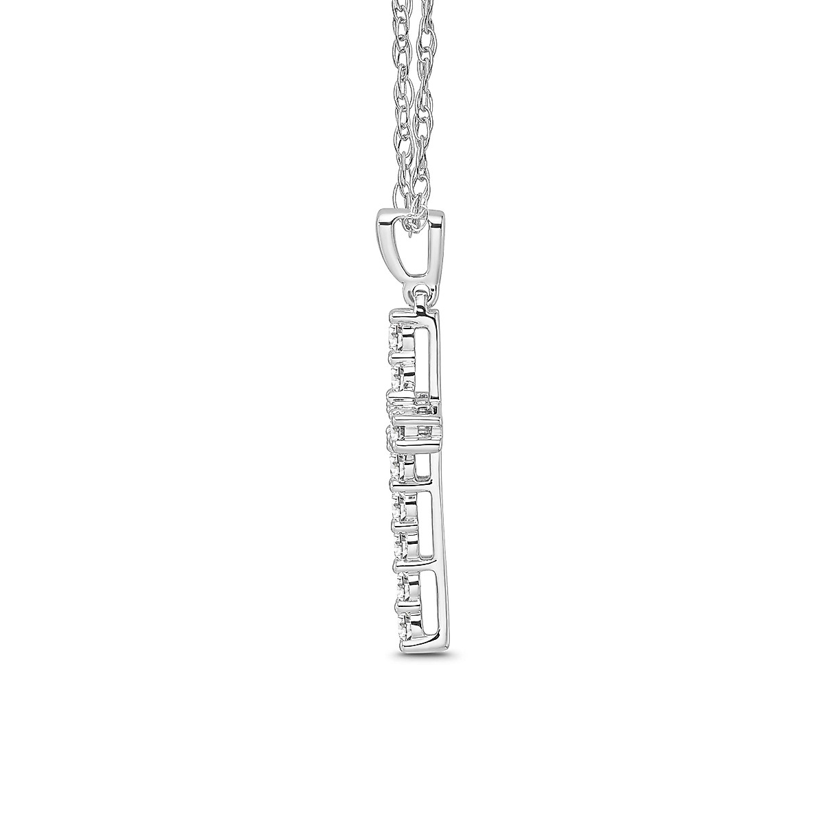 ARAIYA FINE JEWELRY 14K White Gold Round-shape Diamond Cross Pendant with Sterling Silver Chain Necklace (1/2 cttw, I-J Color, I2-I3 Clarity), 18"