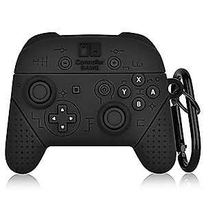 AIRSPO AirPods Pro Case 3D Cute Cartoon Silicone AirPod Pro Case Cover Funny Game Controller Protective Skin for AirPods Pro with Keychain for Girl Boys Teens（Black）
