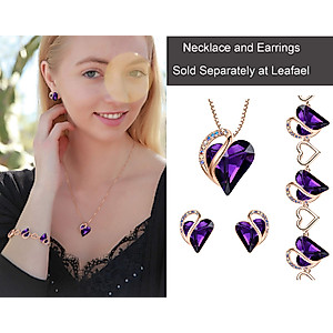 Leafael 18K Rose Gold Plated Love Heart Link Bracelet with Dark Amethyst Pink Healing Stone Crystal for Creativity, Jewelry Gifts for Women, 7" Chain + 2" Extender