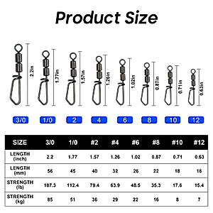 Lilistar 30/20pcs High Speed 2 Roller Swivels Rolling Ball Bearing Snap Swivels Stainless Steel Fishing Swivels with T-Shape Snap Fishing Tackle Kit Fishing Accessories