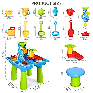 Bennol Sand and Water Table, 4 in 1 Outdoor Sand Water Play Table Beach Toys for Toddlers Kids Boys Girls, Outdoor Activity Summer Toys for Toddlers Age 1-3 3-5