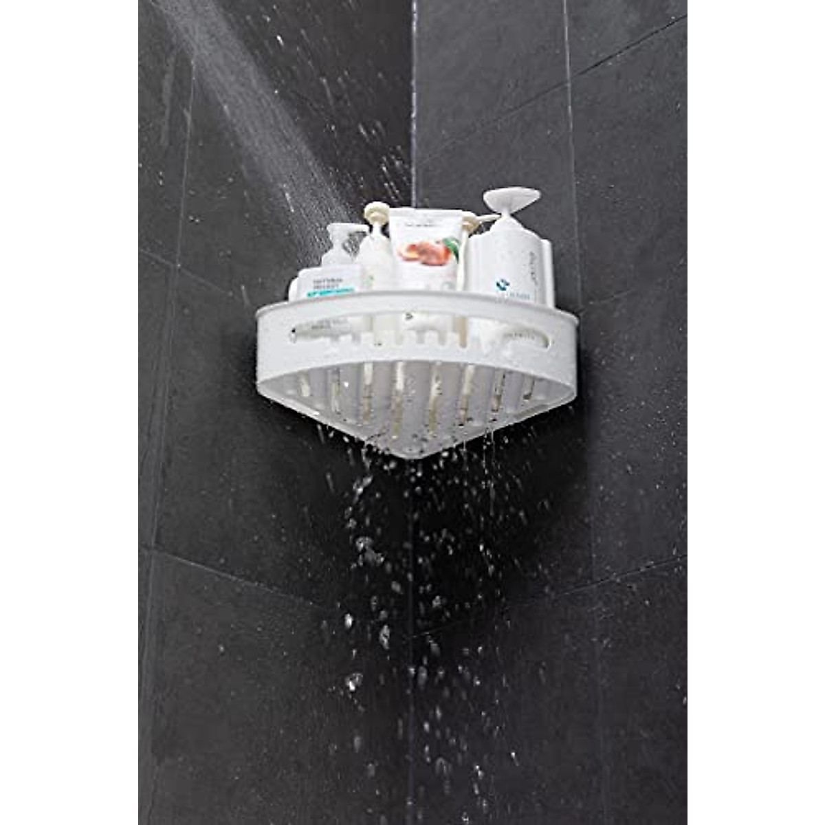 Shower Caddy Suction Cup Set, No-Tool No-Drill No Glue Installation Shower Organizer Set, Removable Suction Corner Shower Shelf Set, Kitchen Organizer Set, Bathroom Caddy Set - Pack of 5, White, Including Corner Caddy, Double Layer Soap Dish, Toothbrush/T